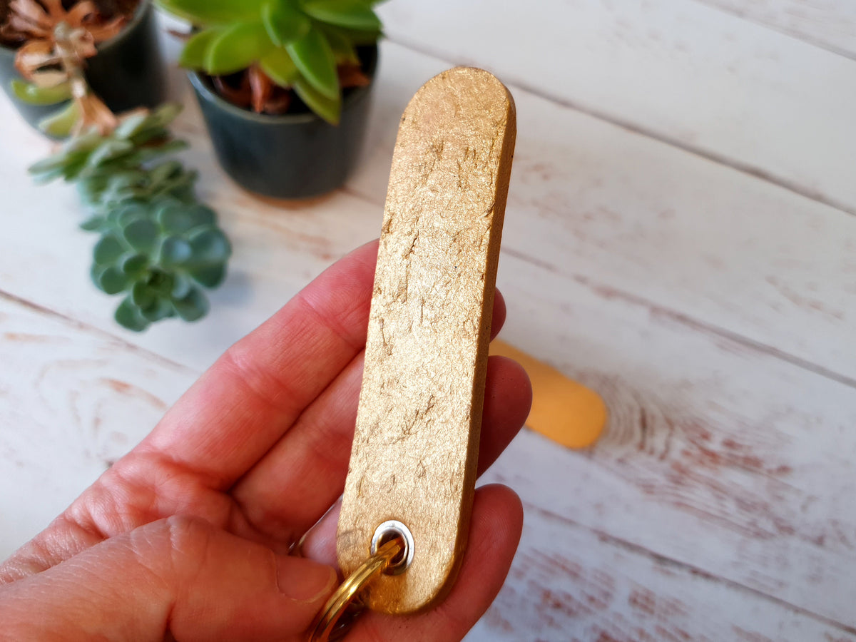 Personalised Gold Leather Key Fob – Hide & Home
